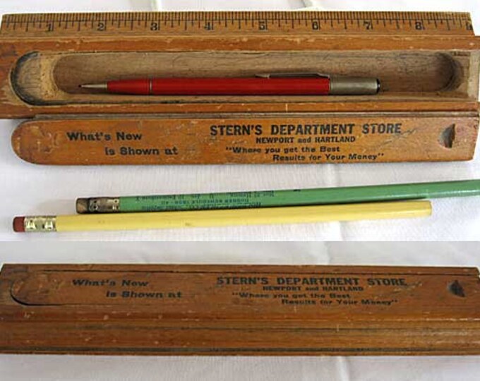 Vintage 1920 Wooden Advertising Slide Top Pencil Box W Ruler - Etsy