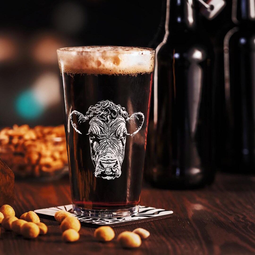 Hereford Cow Pint Glass by Dogface Studio - Etsy
