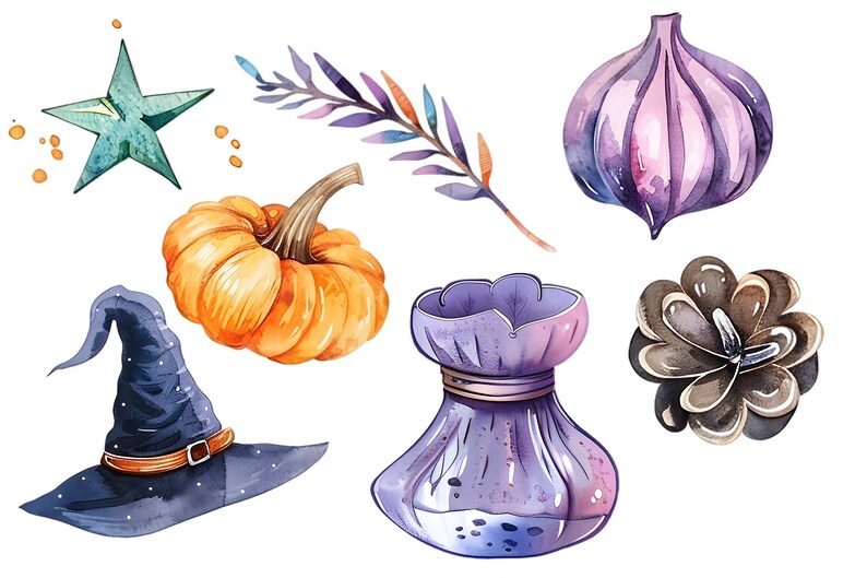 Watercolor Halloween Clipart, High Quality Transparent Pngs, Instant ...