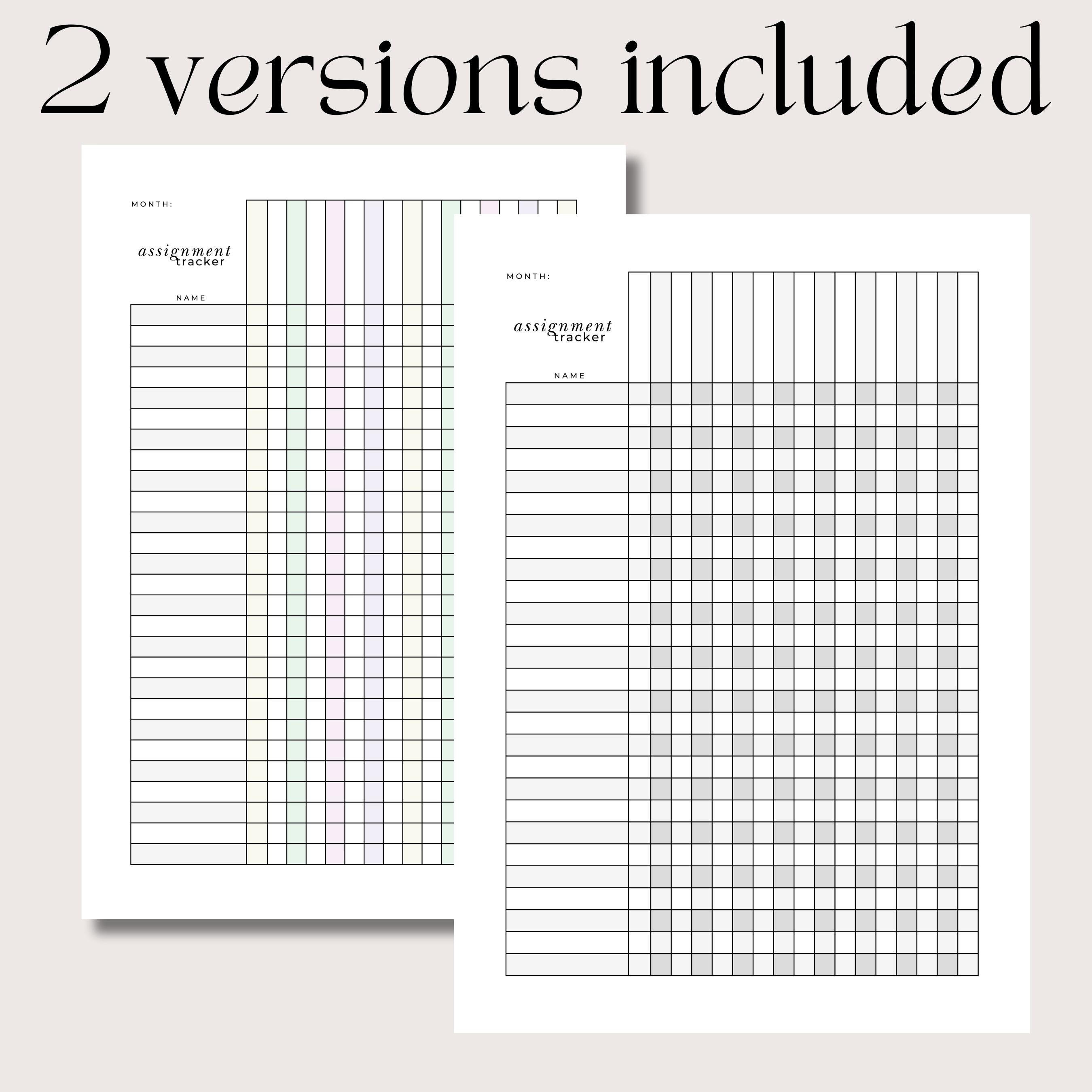 Teacher Assignment Log - Student Assignment Tracker - Back to School ...