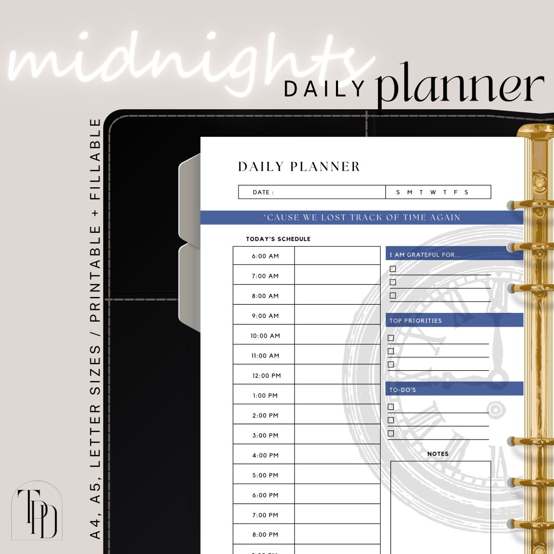 Swiftie Hourly Planner Printable, Time Blocking Template, Daily Planner ...