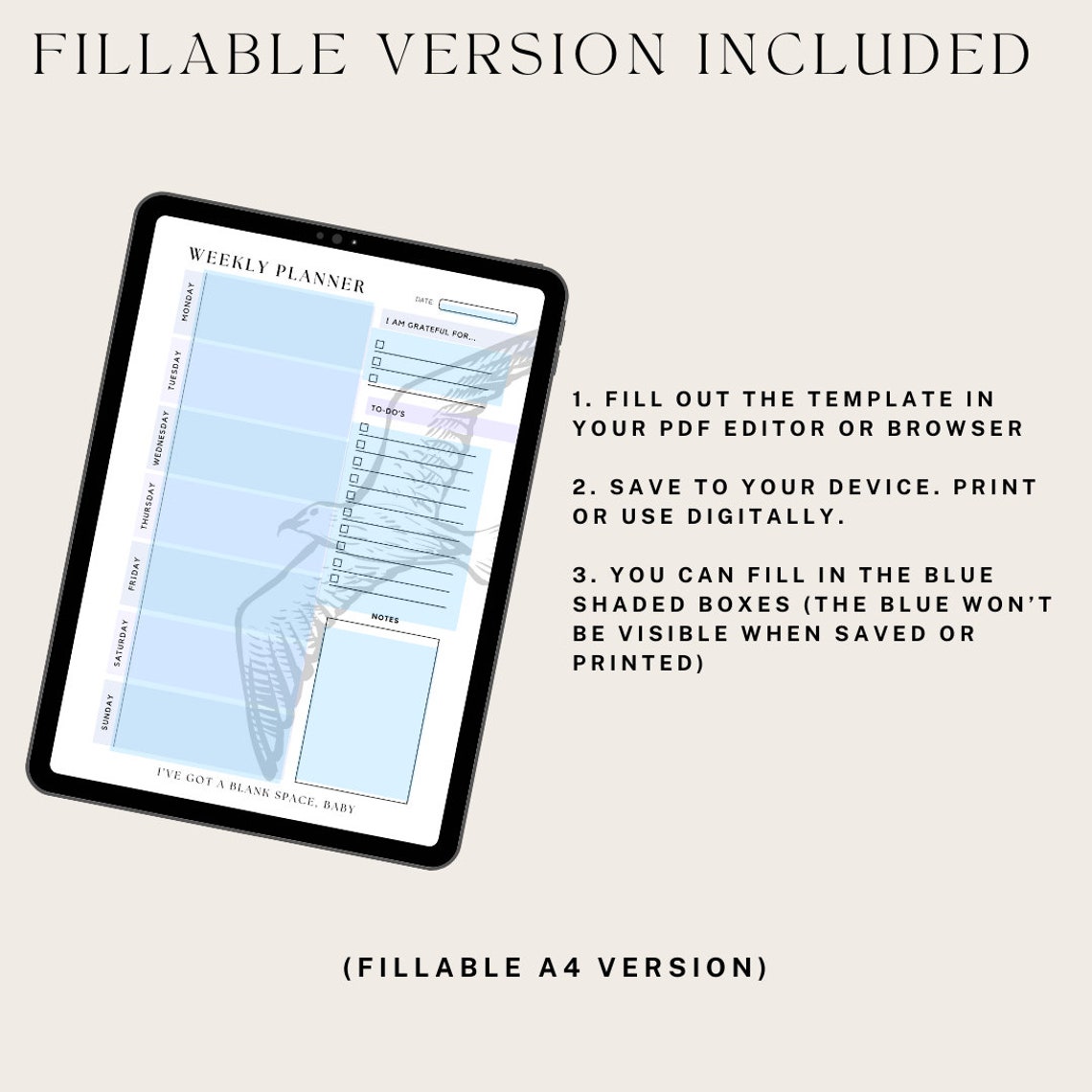 Swiftie Weekly Planner Printable Bundle Horizontal Schedule Minimal ...