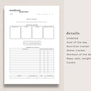Workout Planner Printable, Exercise Tracker, Meal Planner, Nutrition ...