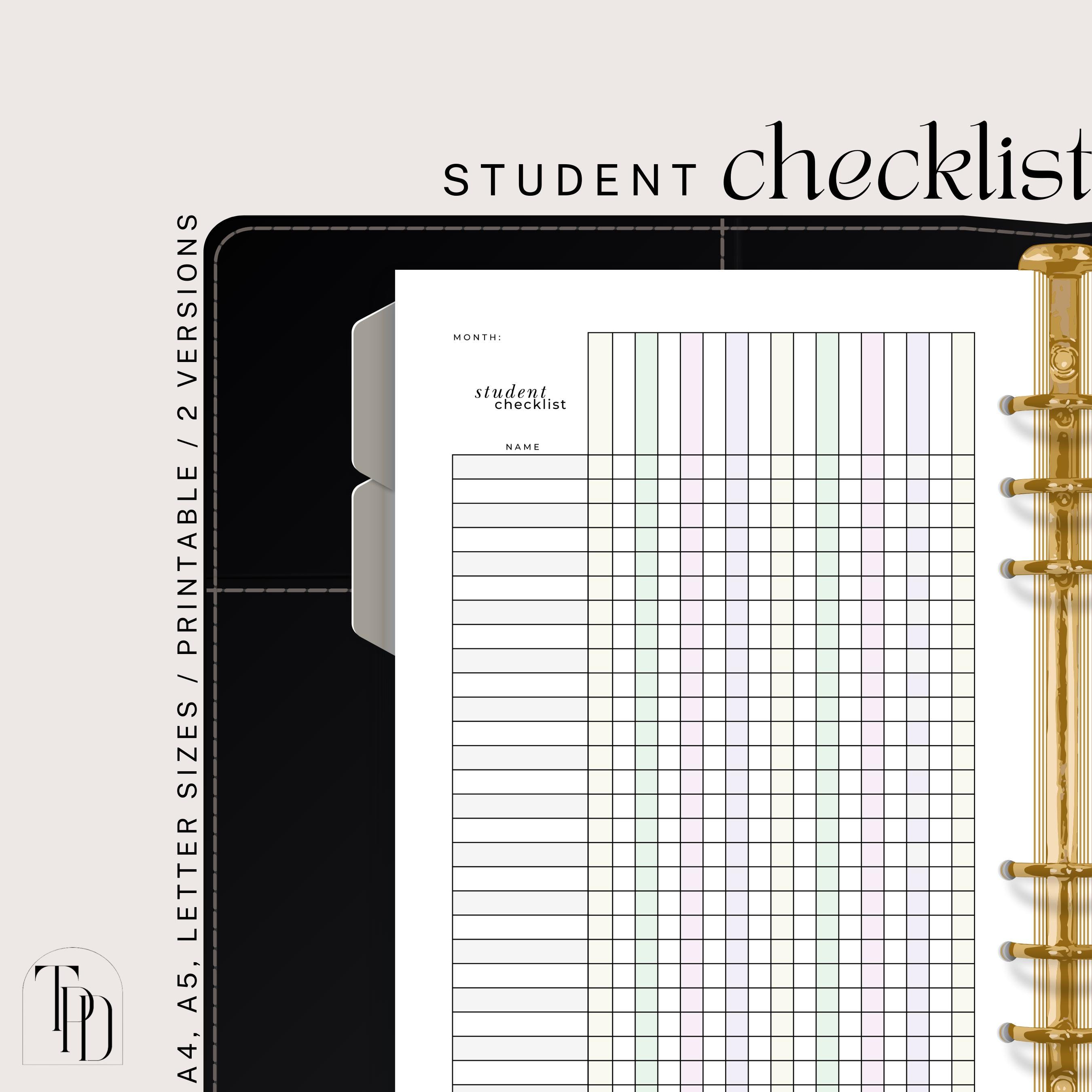 Student Checklist & Teacher Log - Back to School Essential - Teacher ...
