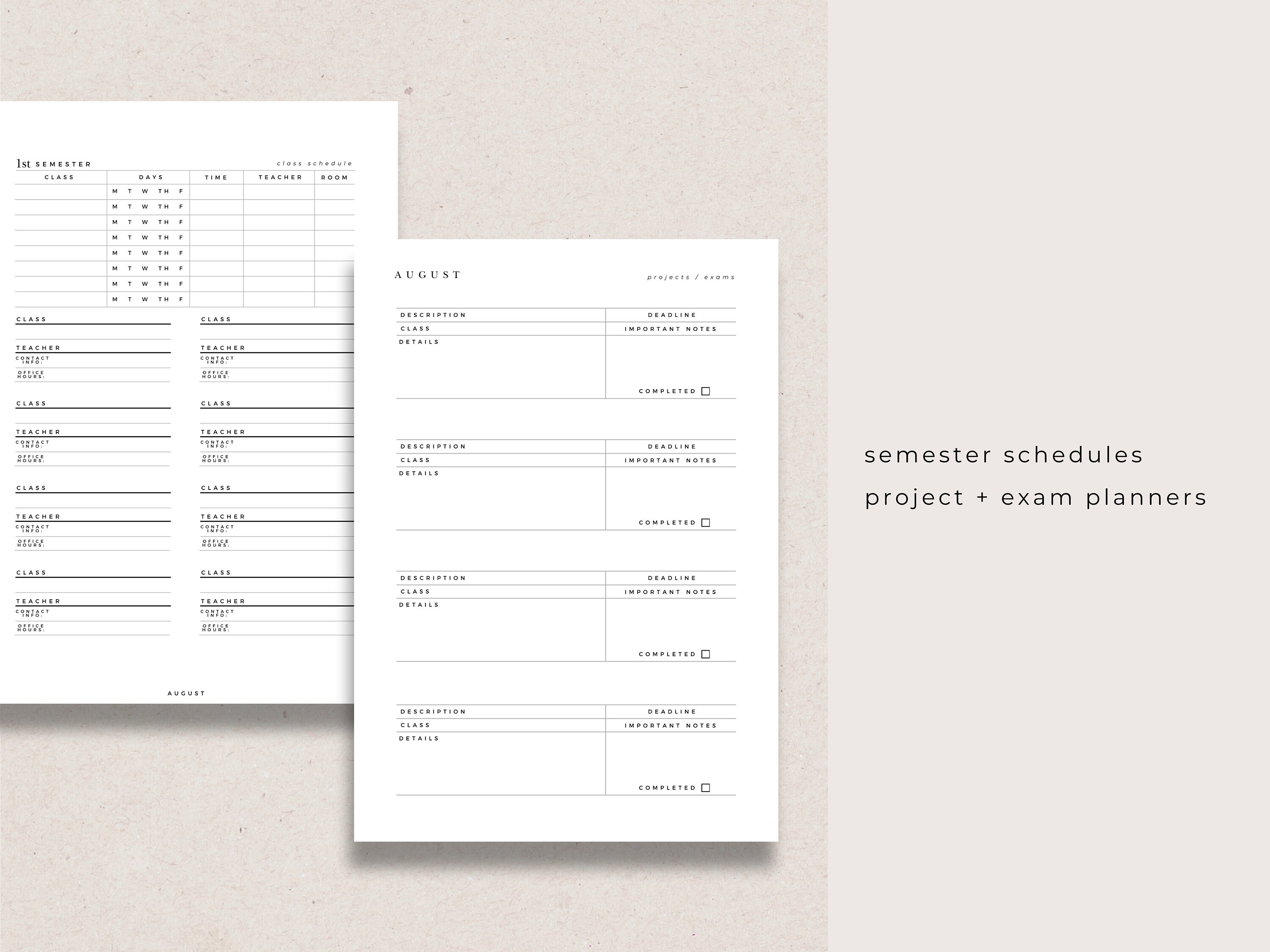 Student Academic Planner 2024-2025, Semester Schedule & Homework ...
