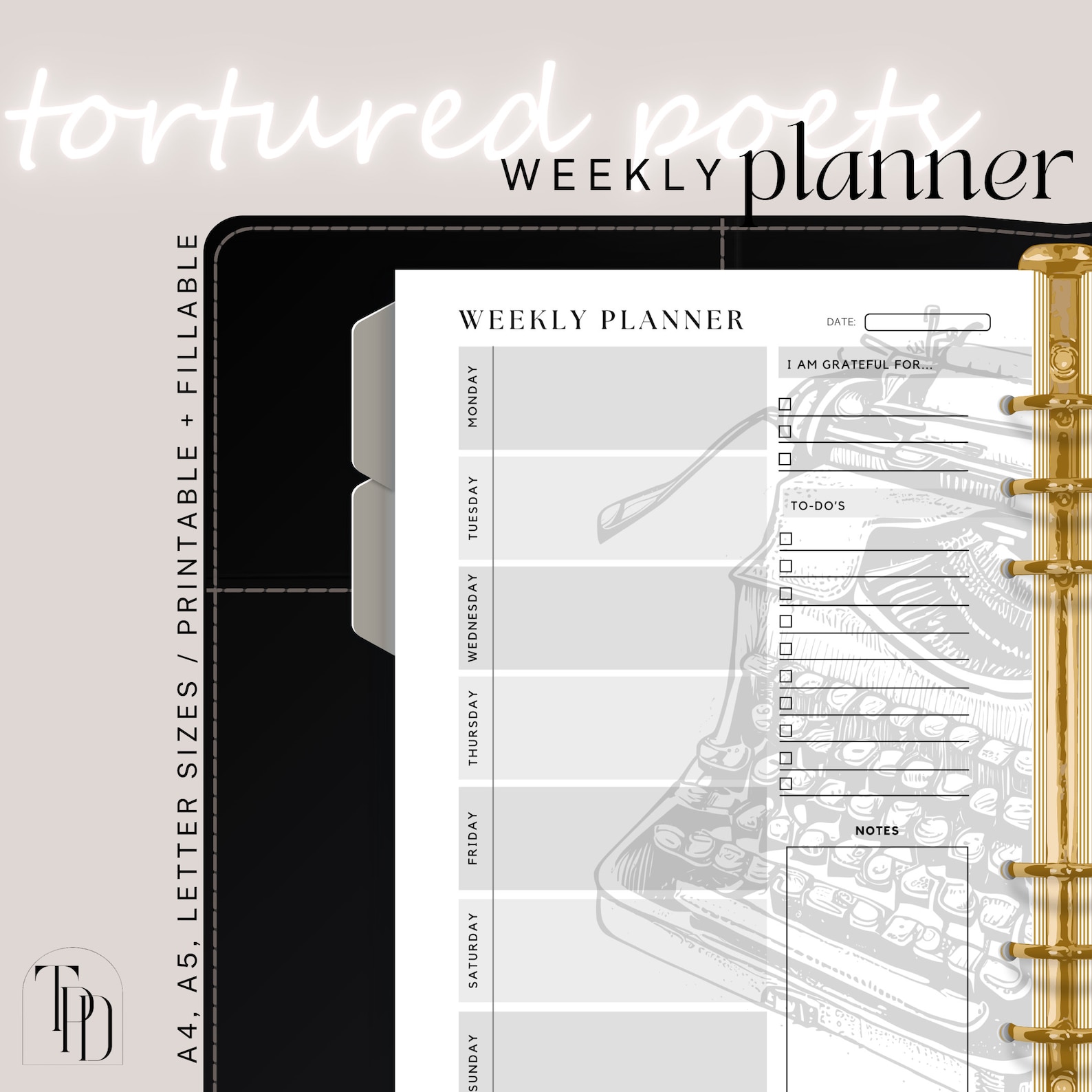 Swiftie Weekly Planner Printable Horizontal Schedule Minimal Weekly ...