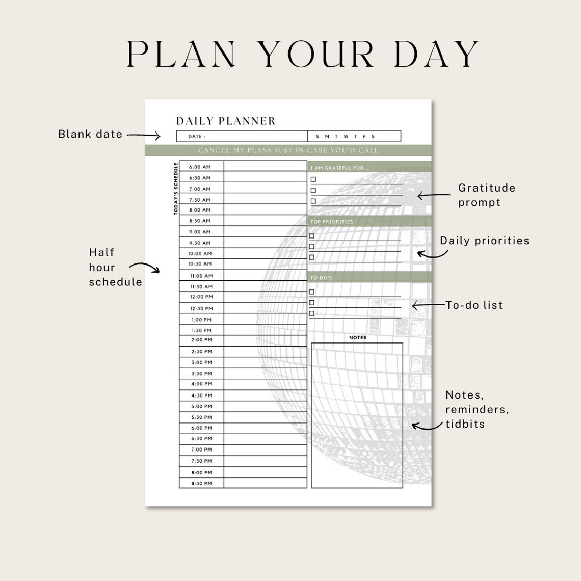 Swiftie Half Hourly Planner Printable, Time Blocking Template, Daily ...
