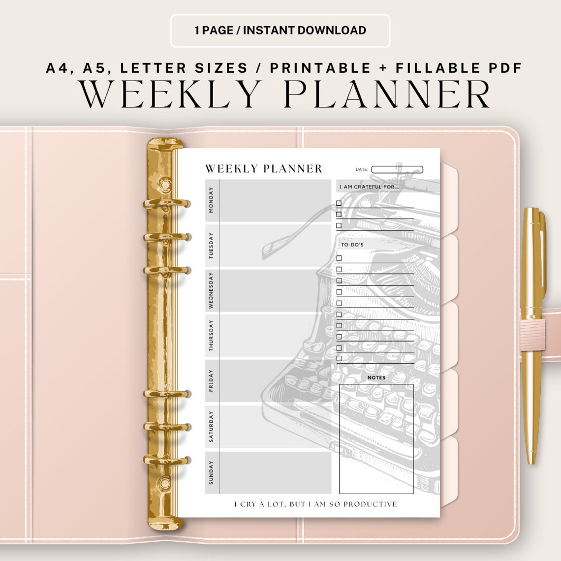 Swiftie Weekly Planner Printable Horizontal Schedule Minimal Weekly ...