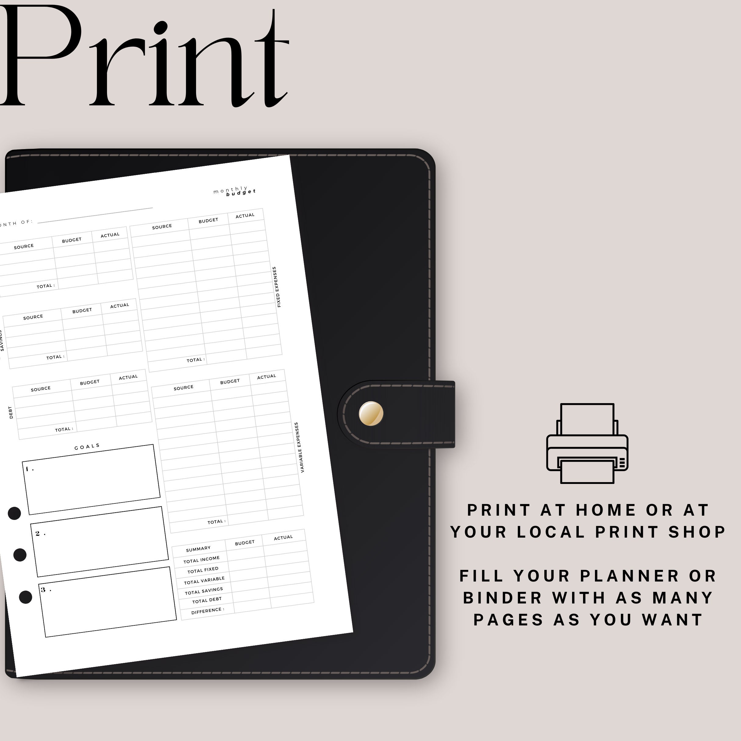 Monthly Budget Planner Printable, Budget Template PDF, Finance Planner ...