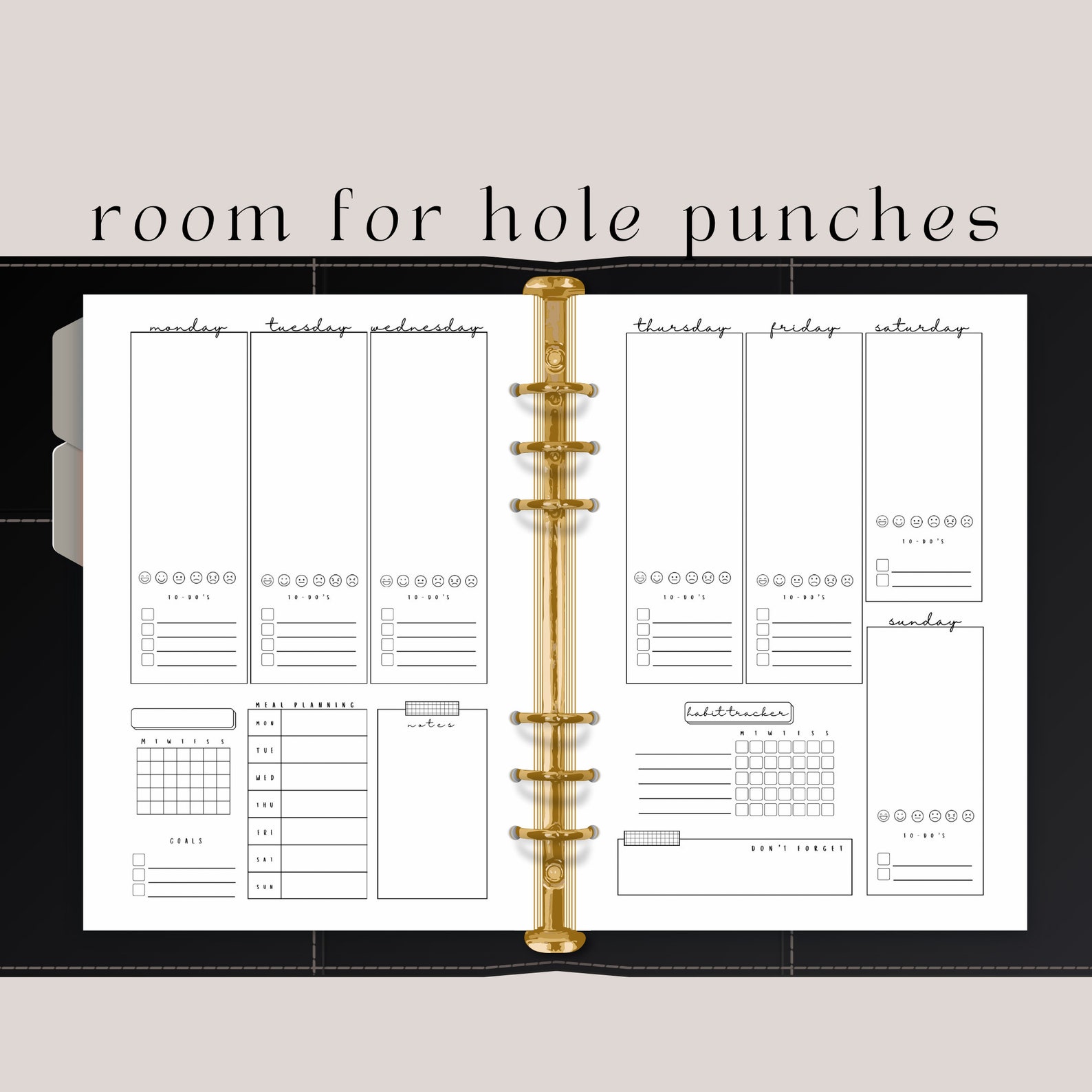 Premade Bullet Journal Printable, Undated Weekly Spread, Habit Tracker ...