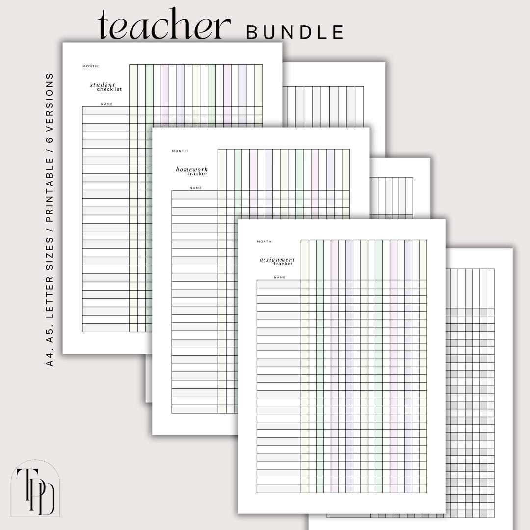 Teacher Planner Bundle: Student Checklist, Homework Log, Assignment ...