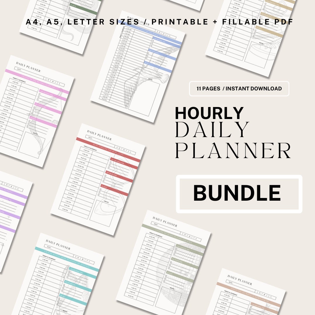 Swiftie Hourly Planner Printable Bundle, Time Blocking Template, Daily ...
