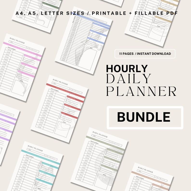 Swiftie Hourly Planner Printable Bundle, Time Blocking Template, Daily ...