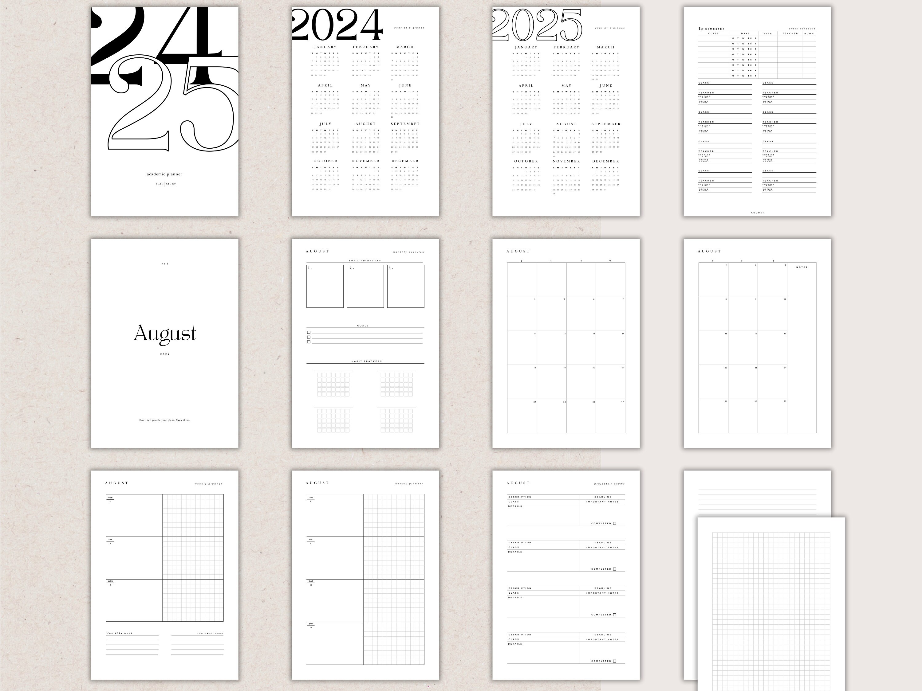 Student Academic Planner 2024-2025, Semester Schedule & Homework ...