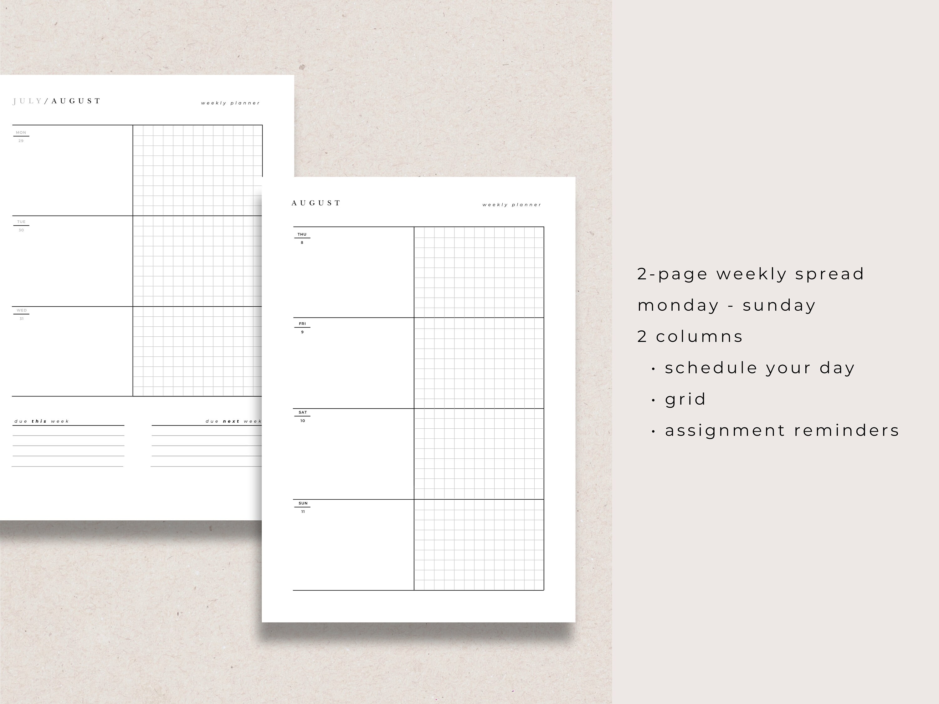 Student Academic Planner 2024-2025, Semester Schedule & Homework ...