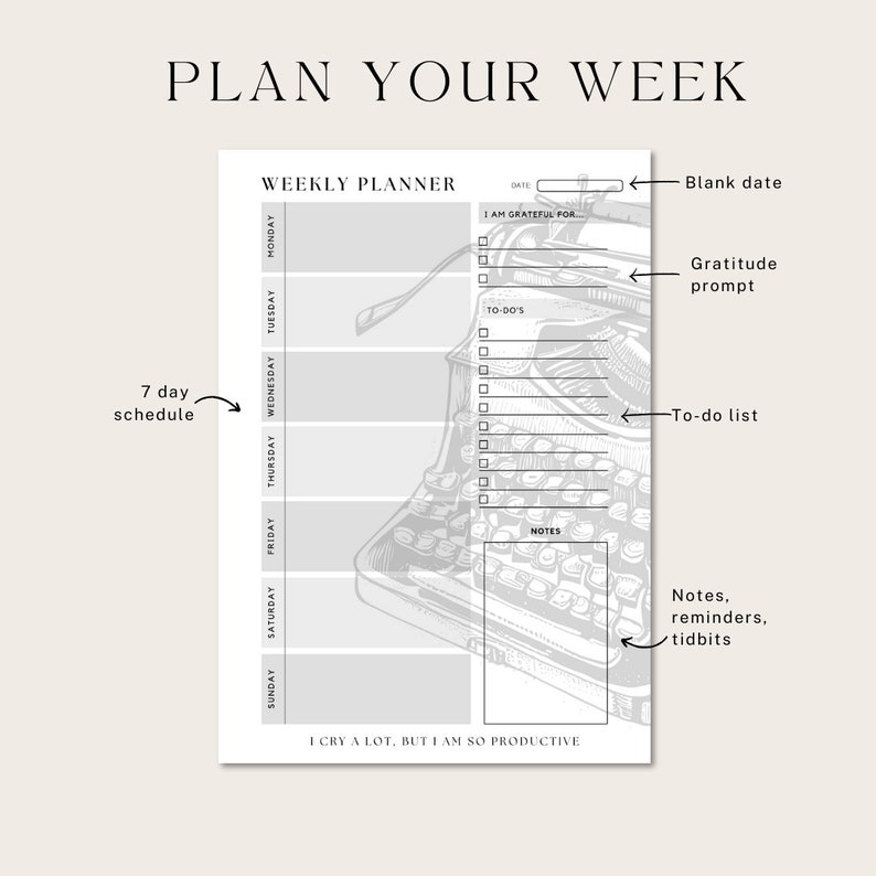 Swiftie Weekly Planner Printable Horizontal Schedule Minimal Weekly ...