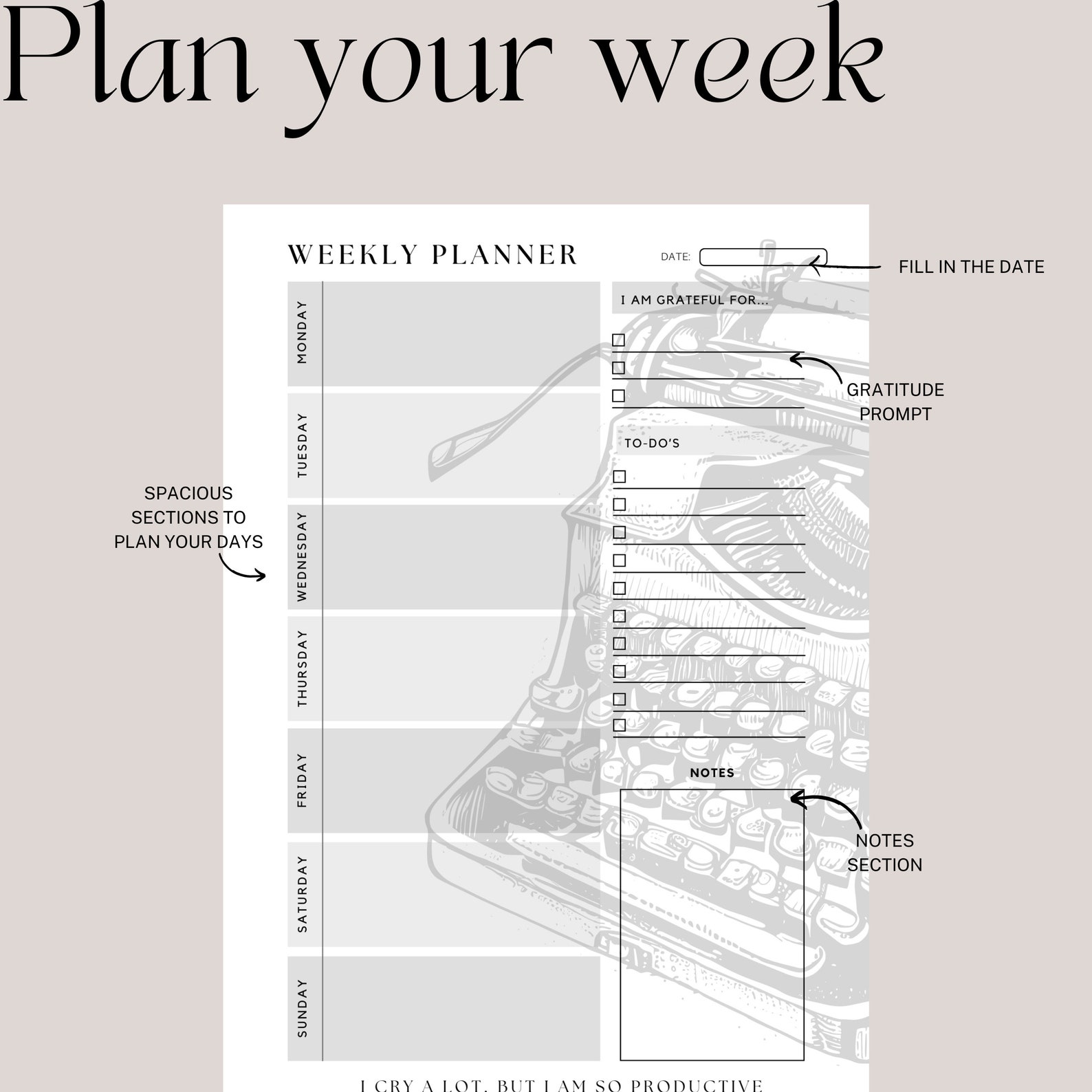 Swiftie Weekly Planner Printable Horizontal Schedule Minimal Weekly ...