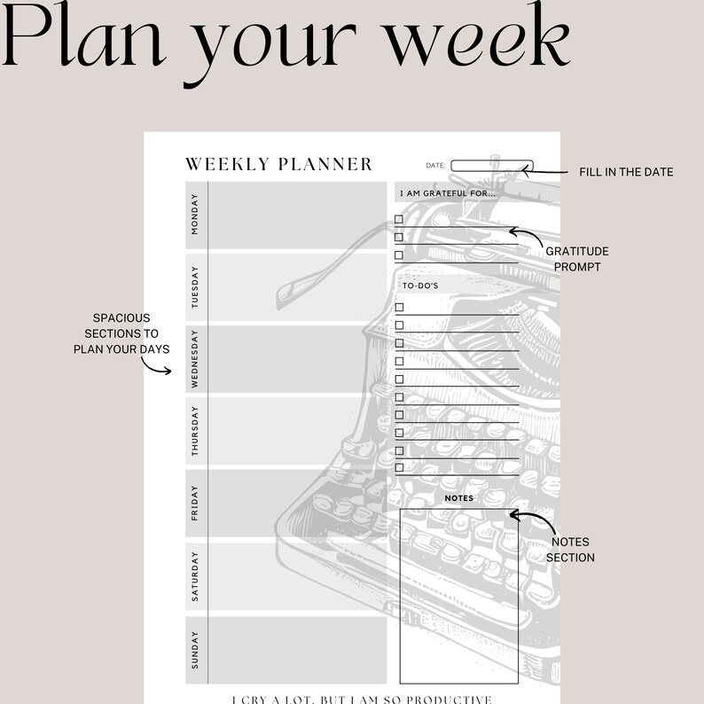 Swiftie Weekly Planner Printable Horizontal Schedule Minimal Weekly ...