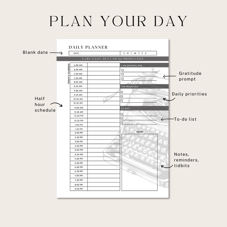Swiftie Half Hourly Planner Printable Bundle, Time Blocking Template ...