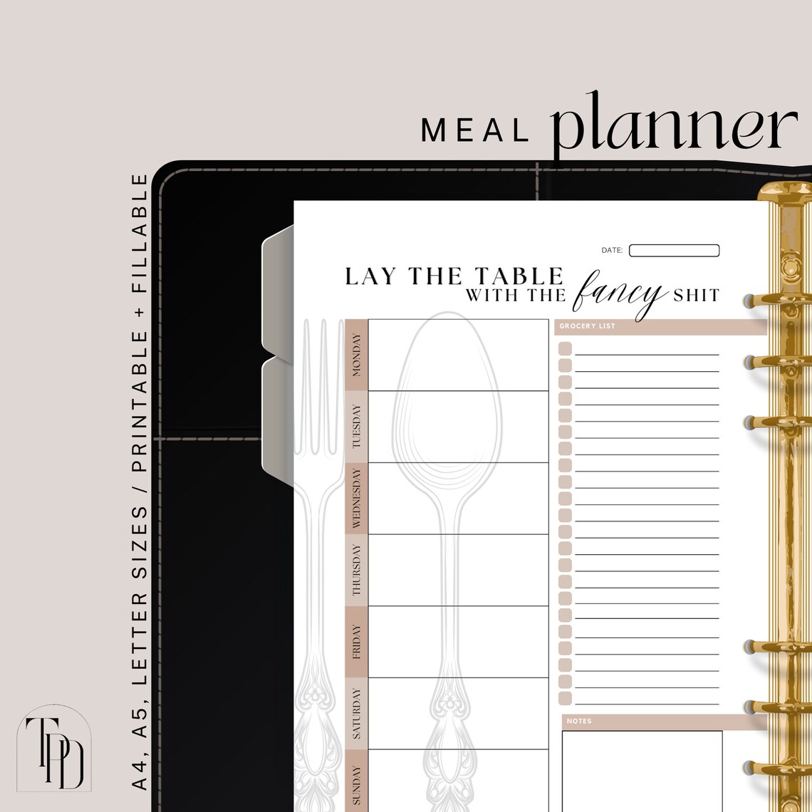 Swiftie Meal Planner Printable, Food Diary, Grocery List, 7 Day Menu Template, Instant Download ...