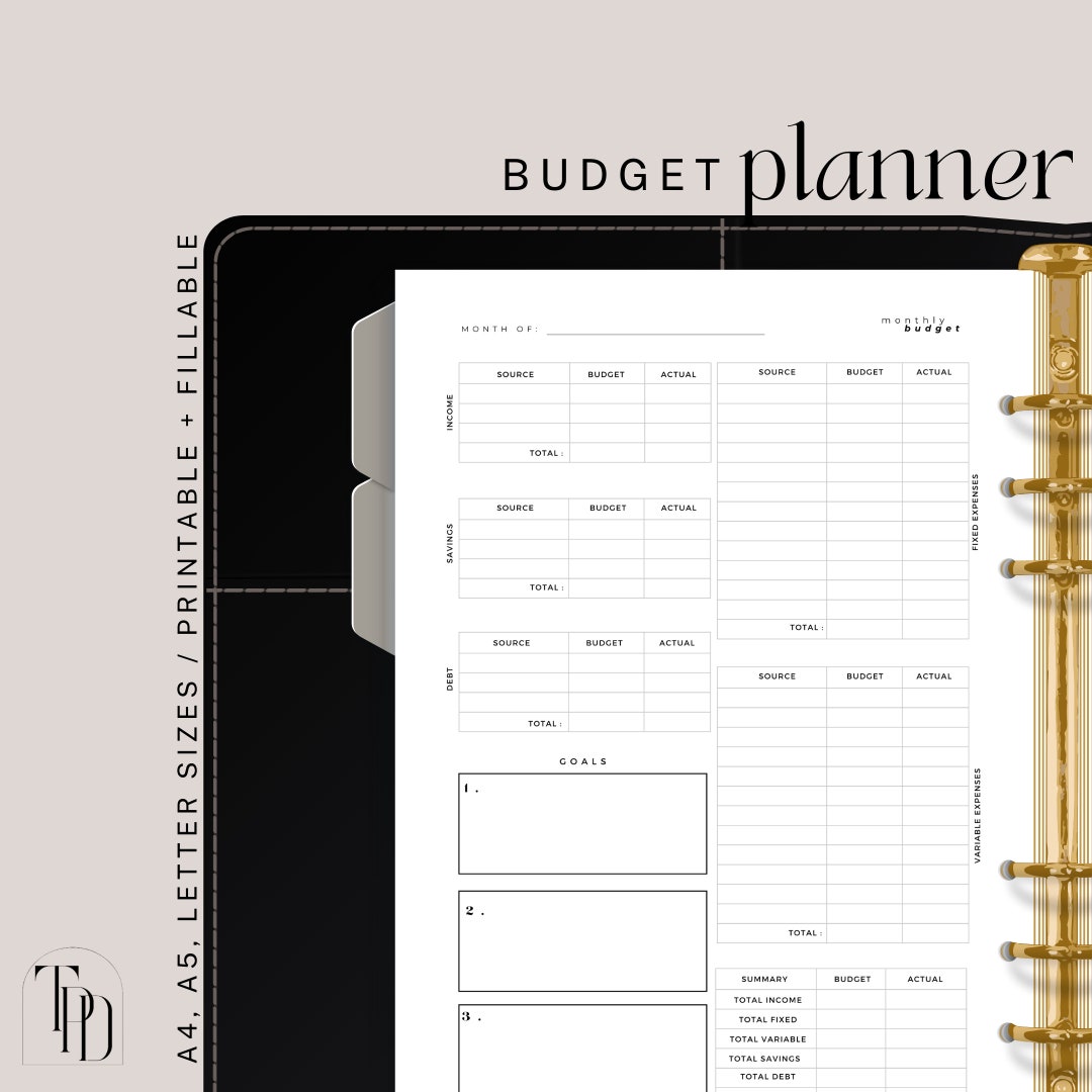 Monthly Budget Planner Printable, Budget Template PDF, Finance Planner ...