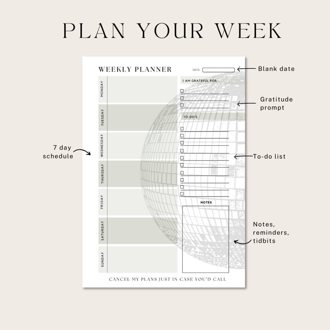 Swiftie Weekly Planner Printable Bundle Horizontal Schedule Minimal ...