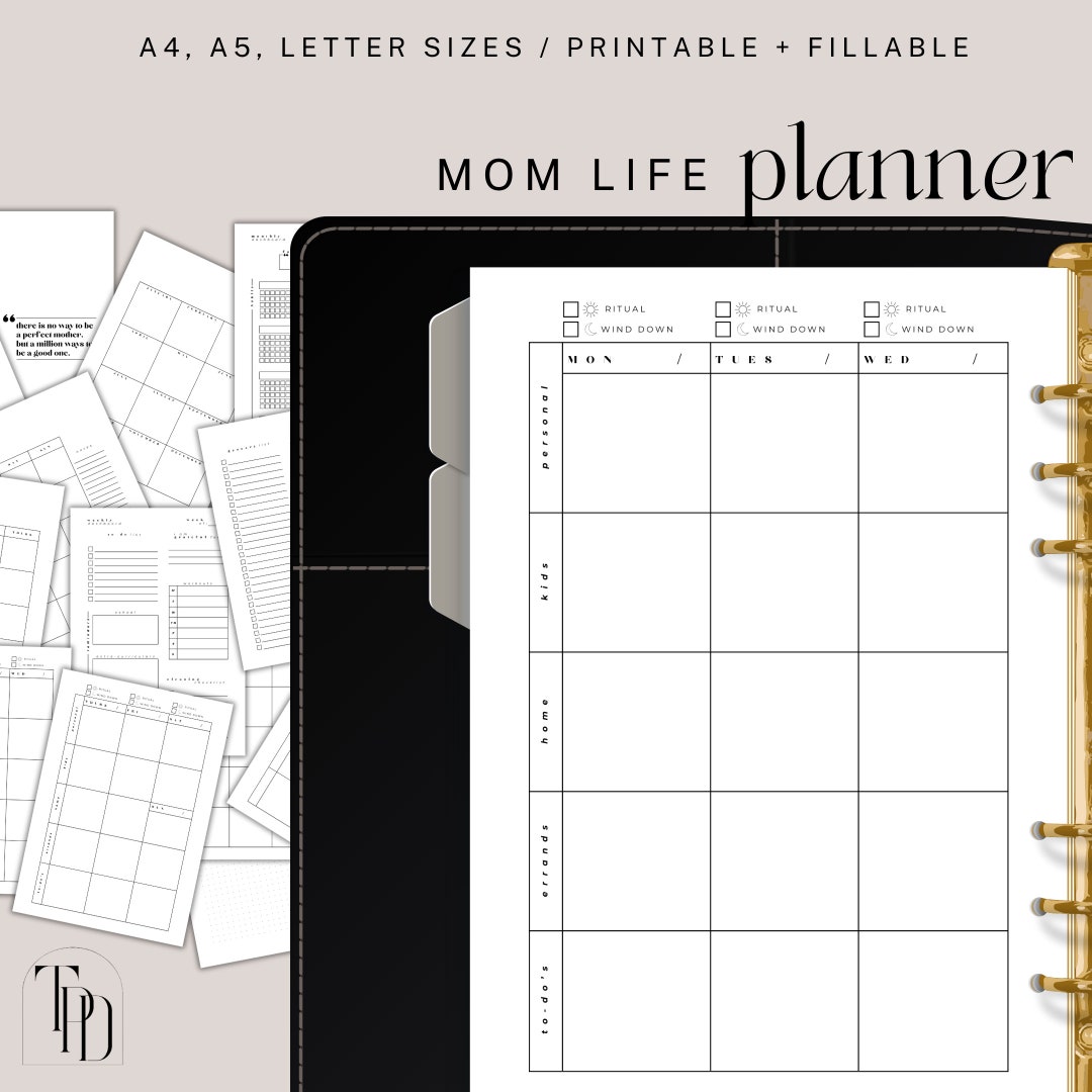 Mom Life Planner Printable, Weekly Productivity Planner, Cleaning ...