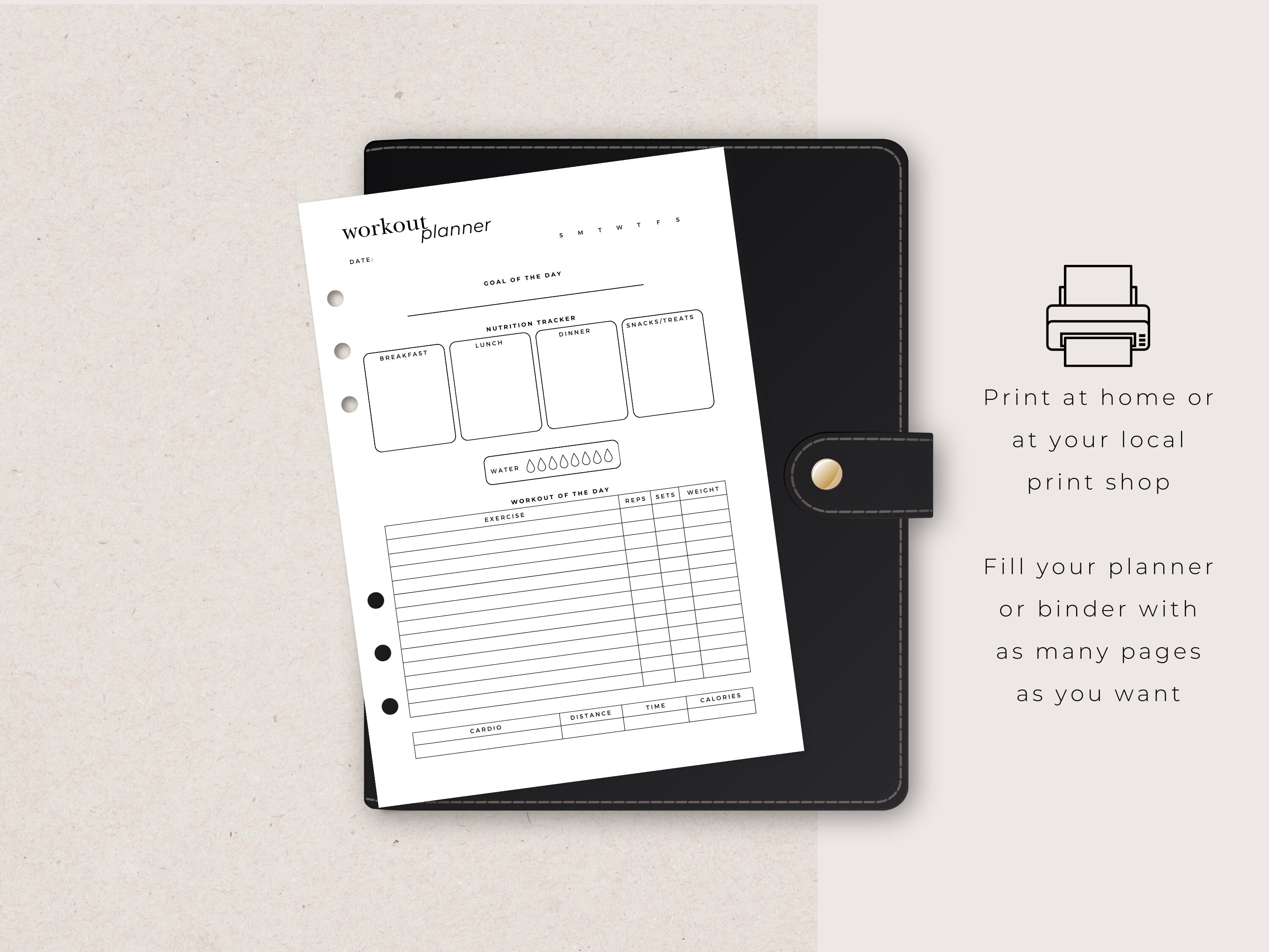 Workout Planner Printable, Exercise Tracker, Meal Planner, Nutrition ...