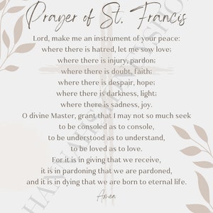 St. Francis of Assisi prayer for Peace - Etsy