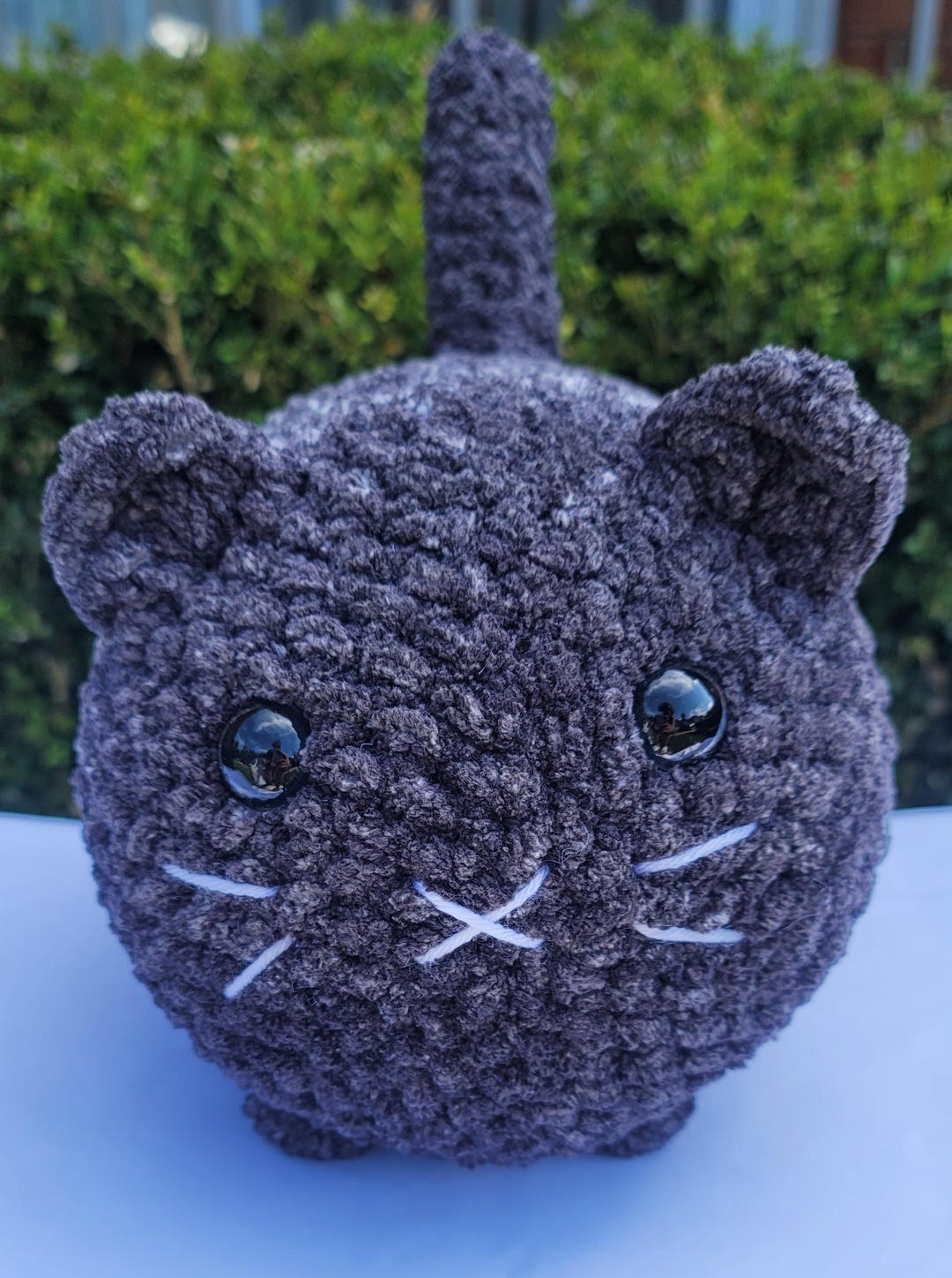 Handmade Crochet Charcoal Loaf Cat Plushie – Soft Chunky Amigurumi Cat ...