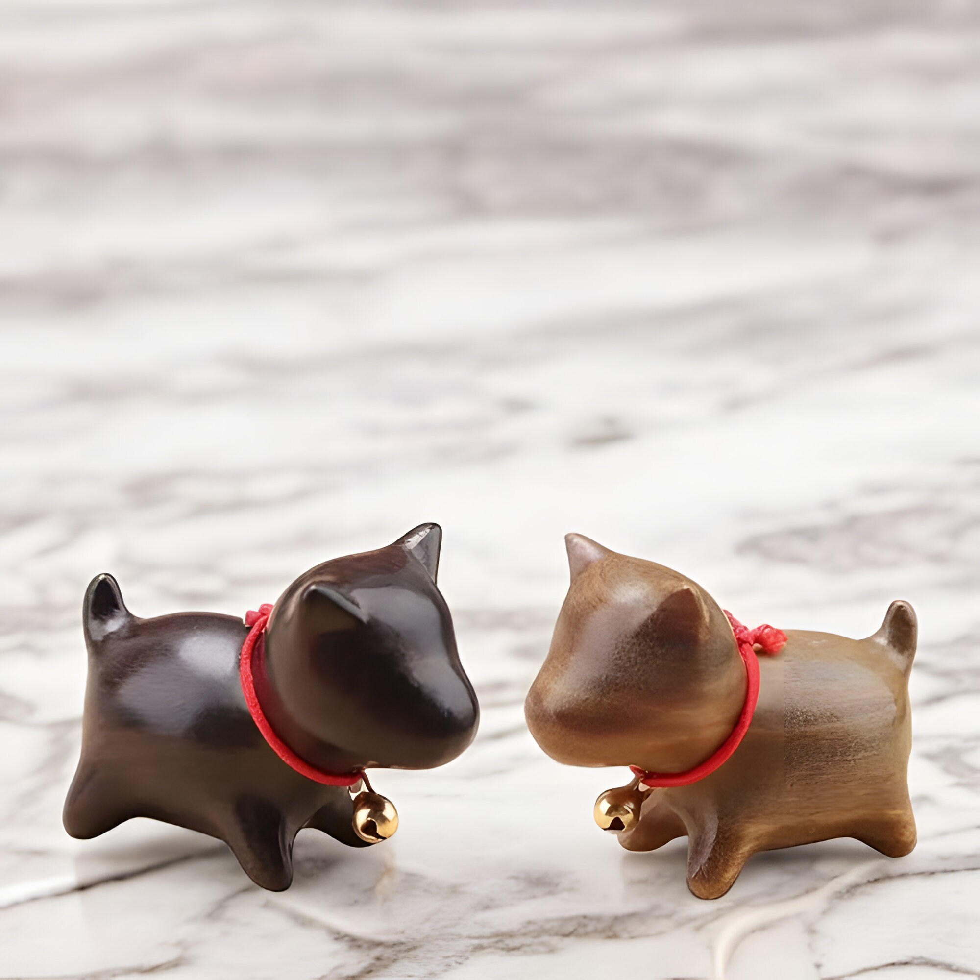 Wooden Cats & Dogs Figurines, Hand Carved Sculptures for Home Office ...