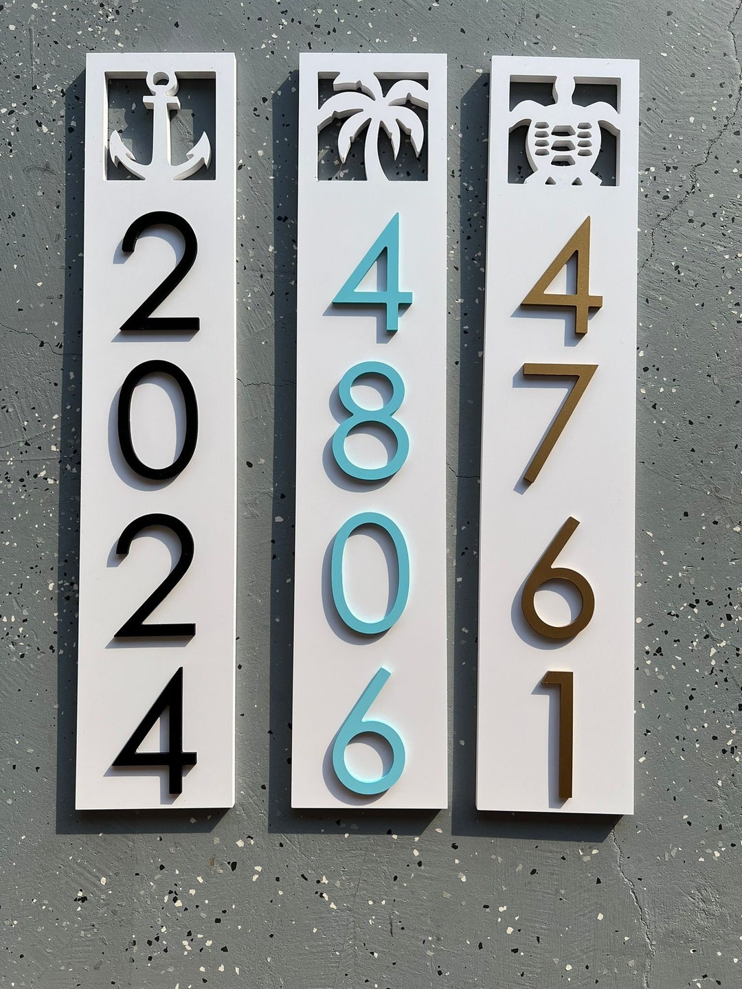 Coastal Address Numbers Plaque | Vertical or Horizontal | Beach House ...