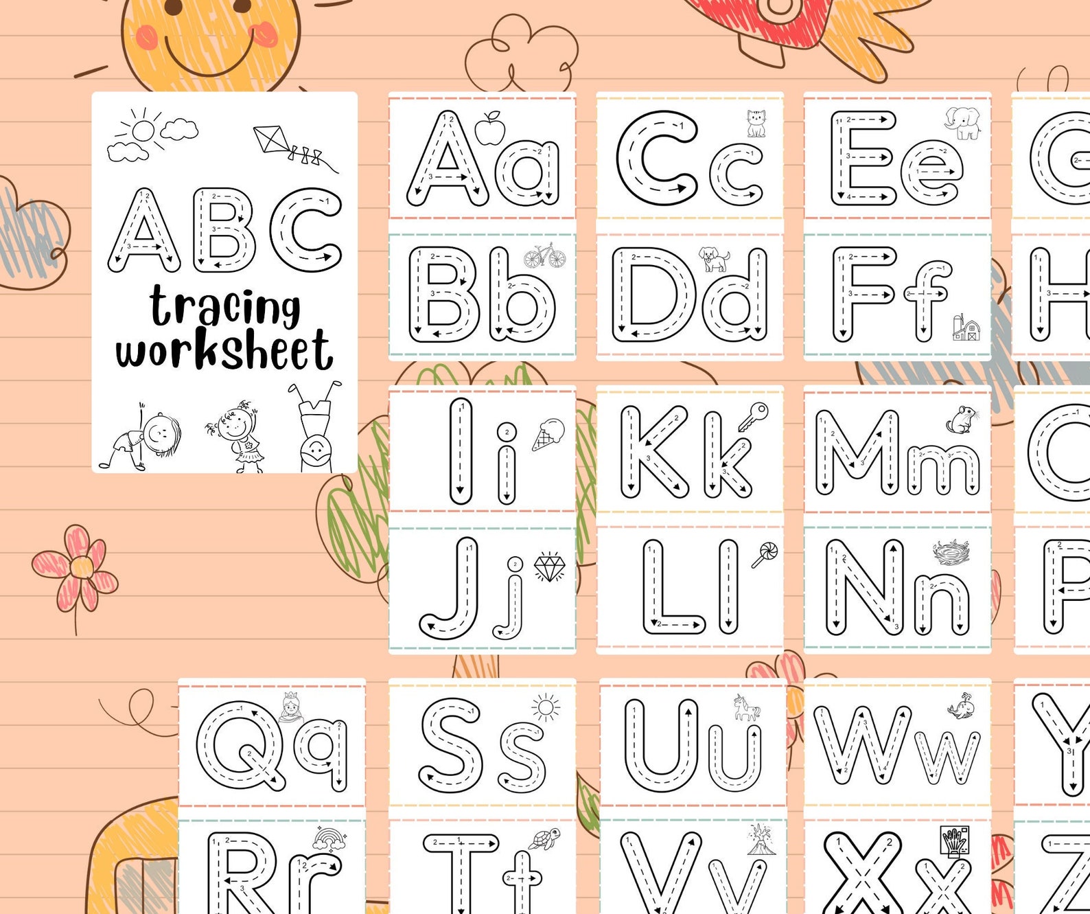 Alphabet Tracing Worksheets, Daycare Learning Worksheets, Preschool ABC ...