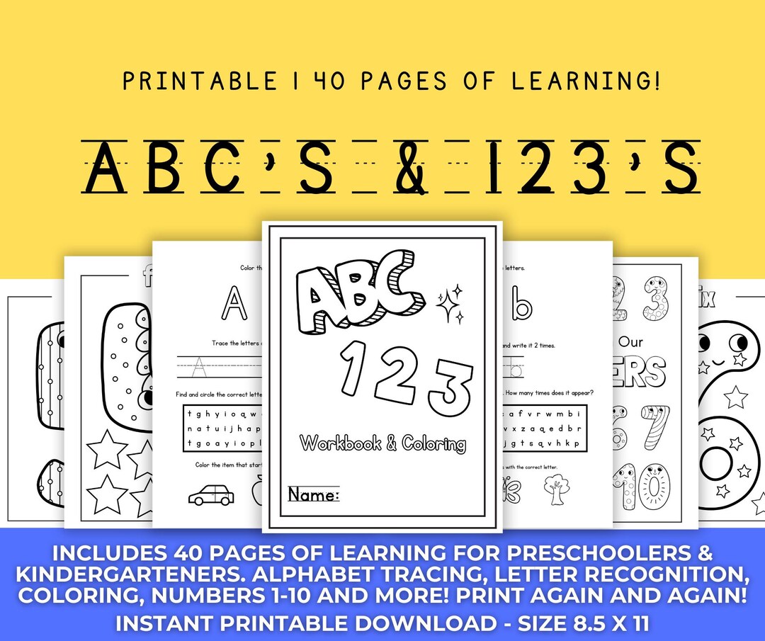 Printable Preschool Activity Bundle, Alphabet Activity Sheets, Learning ...