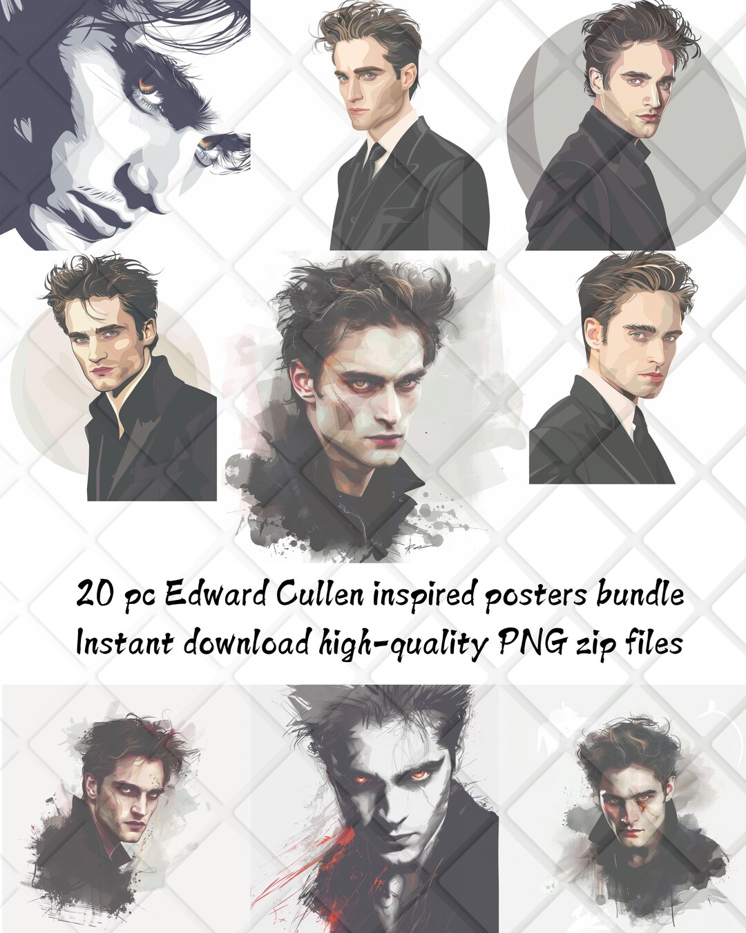 Edward Cullen Inspired Collection, Printable Art Bundle - 20 High ...