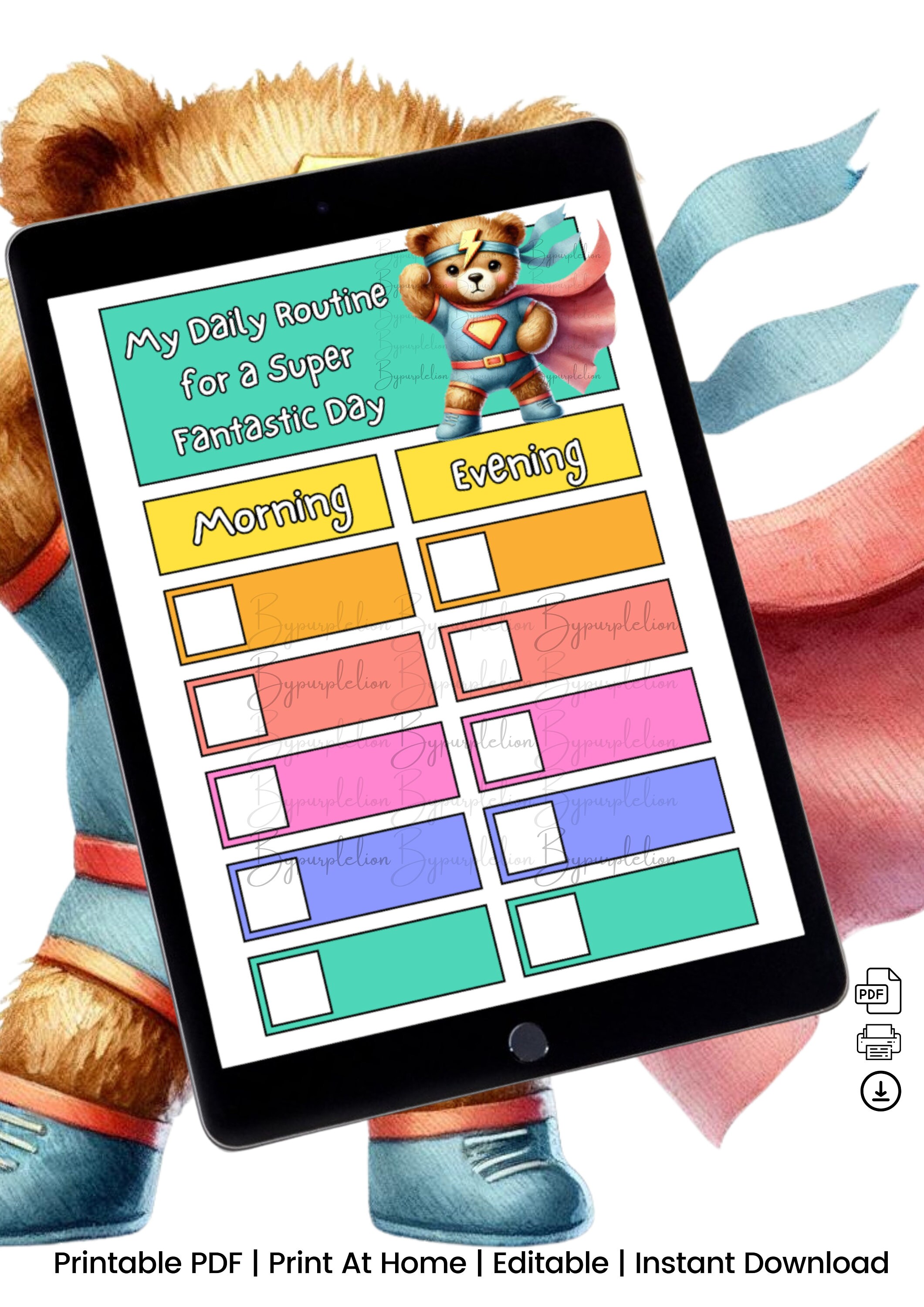 Daily Routine Chart for Kids Super Hero Themed customizable ...