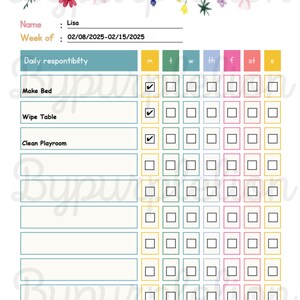Kids Weekly Chores Chart Printable: Editable Homeschool Planner (PDF ...