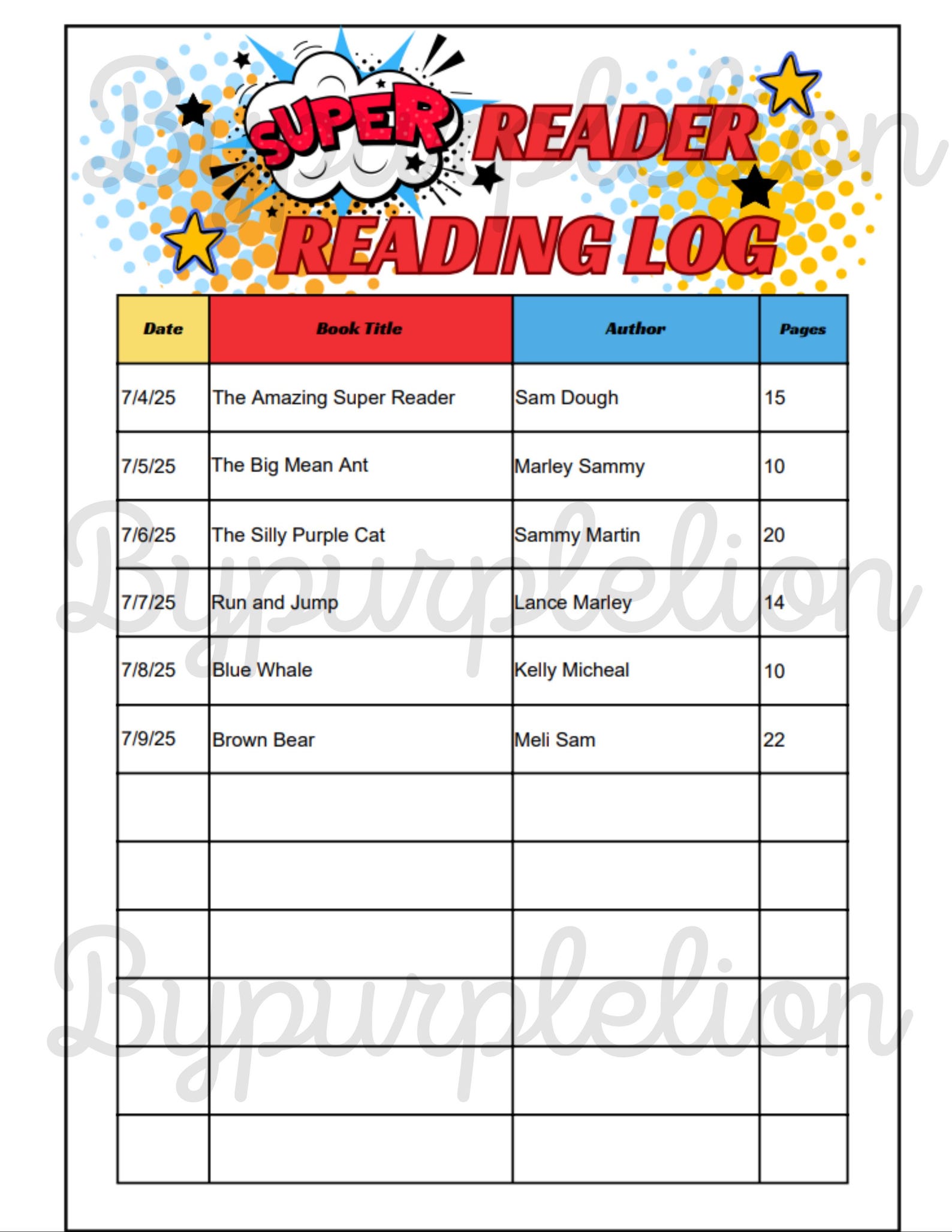 Kids Reading Log Superhero Theme Editable, Book Tracker, Bookmark ...