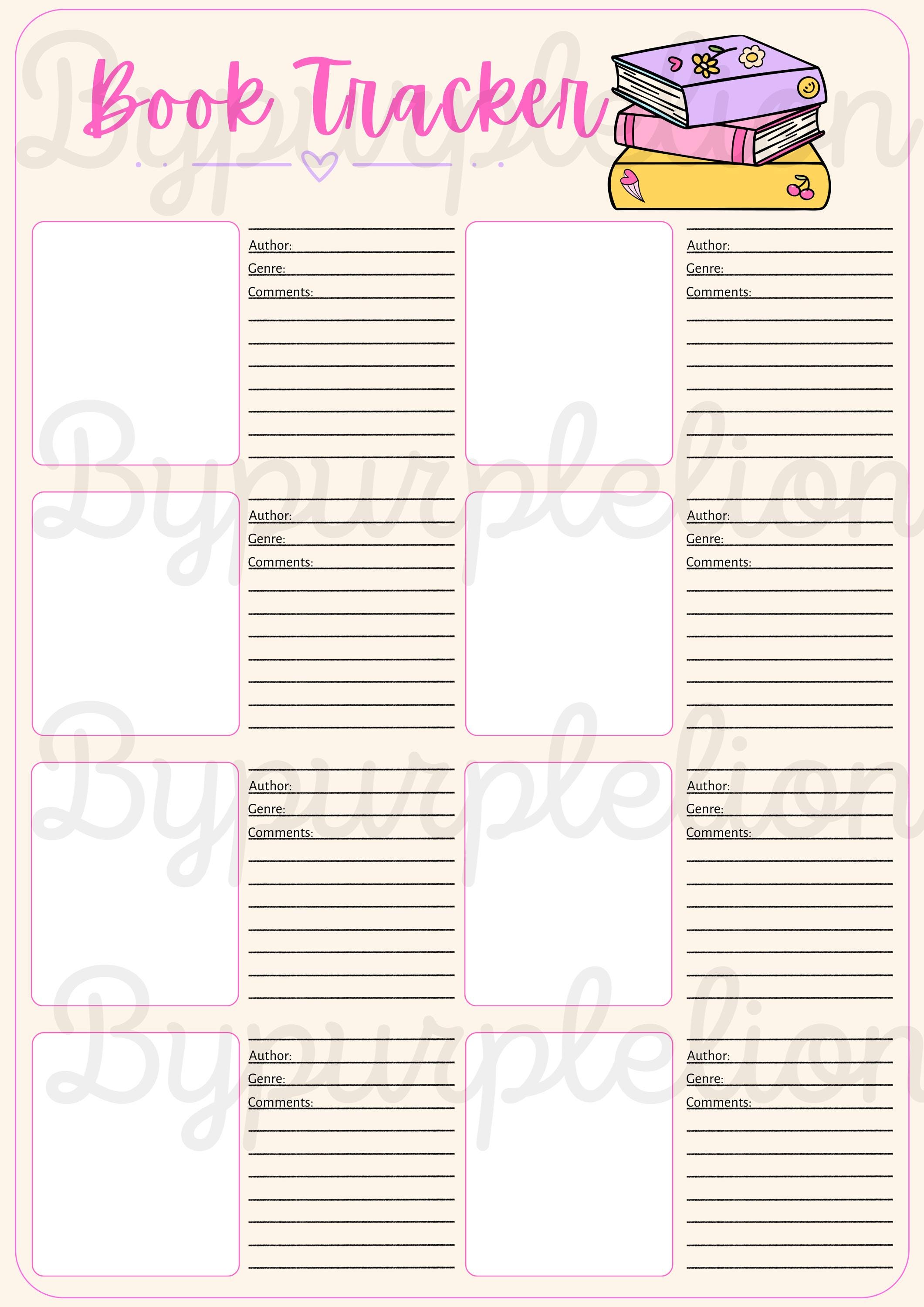Printable Book Tracker: Reading Log, Review Journal (editable PDF) - Etsy