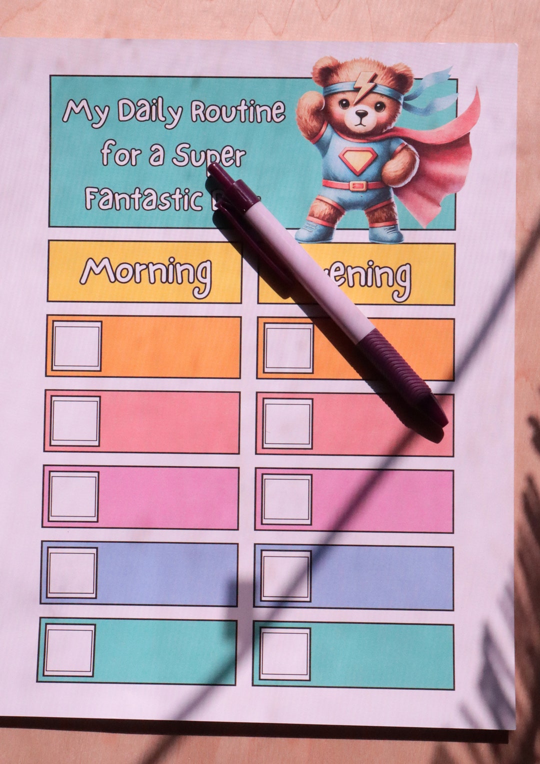 Daily Routine Chart for Kids Super Hero Themed customizable ...