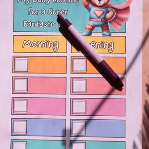 Daily Routine Chart for Kids Super Hero Themed customizable ...