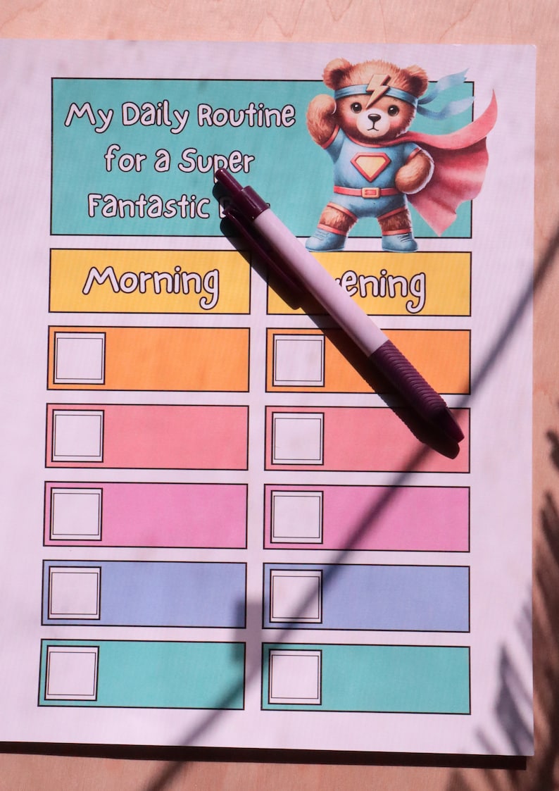 Daily Routine Chart for Kids Super Hero Themed customizable ...