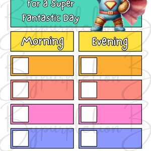 Daily Routine Chart for Kids Super Hero Themed customizable ...