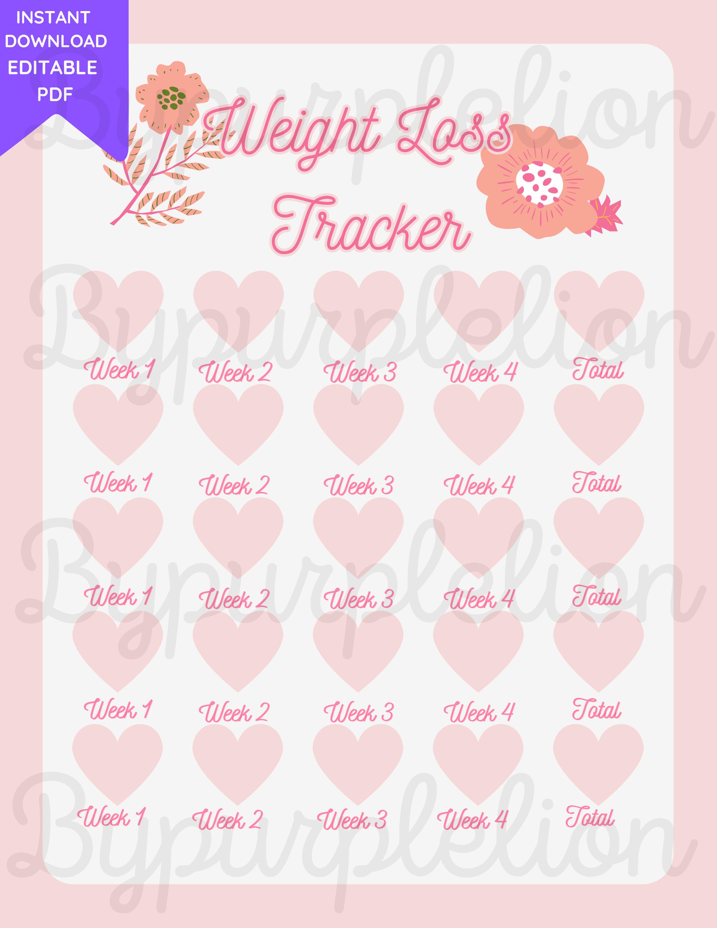 Editable Weight Loss Tracker Printable: Health Planner (PDF) - Etsy