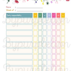 Kids Weekly Chores Chart Printable: Editable Homeschool Planner (PDF ...