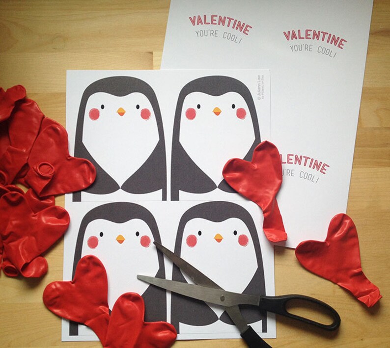 Printable Valentine's Cards - Penguins - Instant Download - Valentine ...