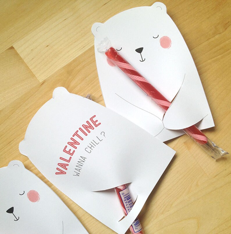 Printable Valentine's Cards - Polar Bears, Instant Download, Classroom ...