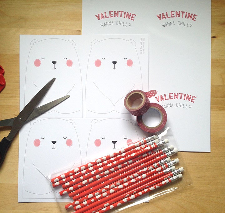 Printable Valentine's Cards - Polar Bears, Instant Download, Classroom ...