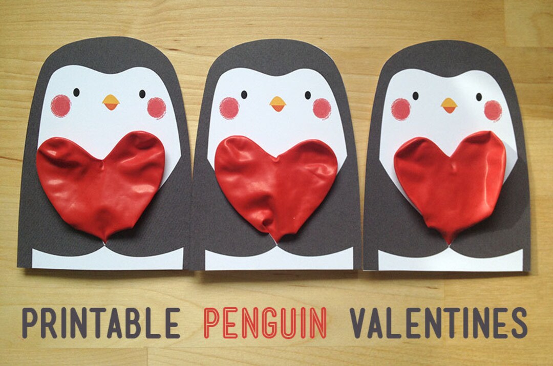 Printable Valentine's Cards - Penguins - Instant Download - Valentine ...