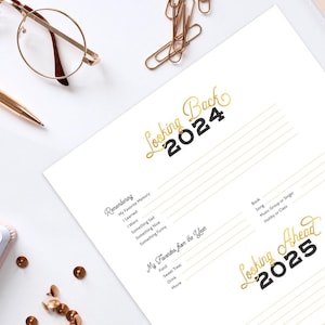 Looking Back Looking Forward New Year's Printable Goal Sheet Resolution ...